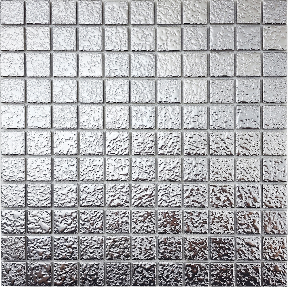 ★1해배판매★자기질모자이크타일 25mm 엠보메탈실버 유광 [11장] 무료배송