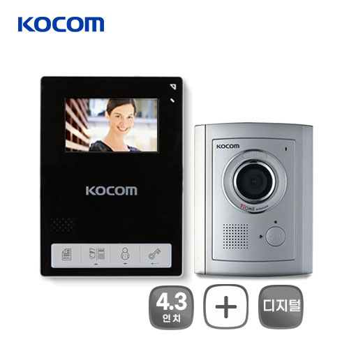 그린홈넷 '코콤 디지털비디오폰 (KCV-436/KC-C71) [4.3인치/디지털/거치형/블랙]'